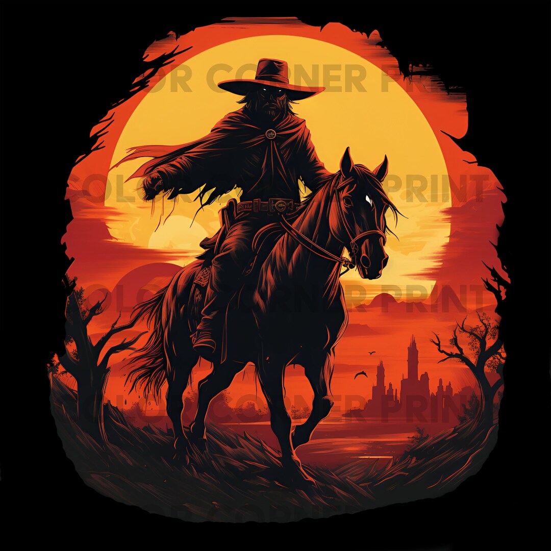 Halloween Horse Spooky Western T-shirt Design PNG Digital Download for ...