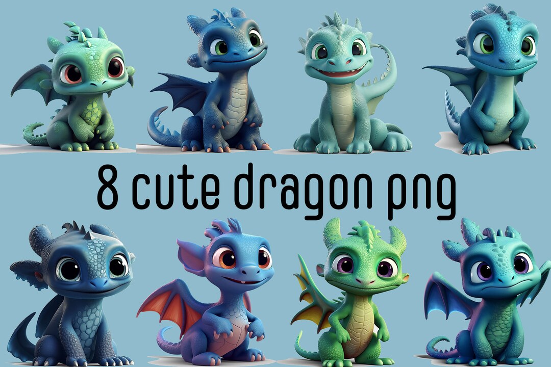 8 Cute Baby Dragon Transparent PNG Clipart Bundle for Sublimation ...