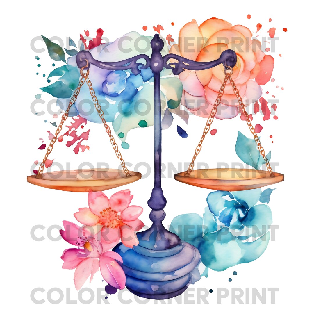 Libra Zodiac Watercolor PNG and JPEG Digital Download for Sublimation ...