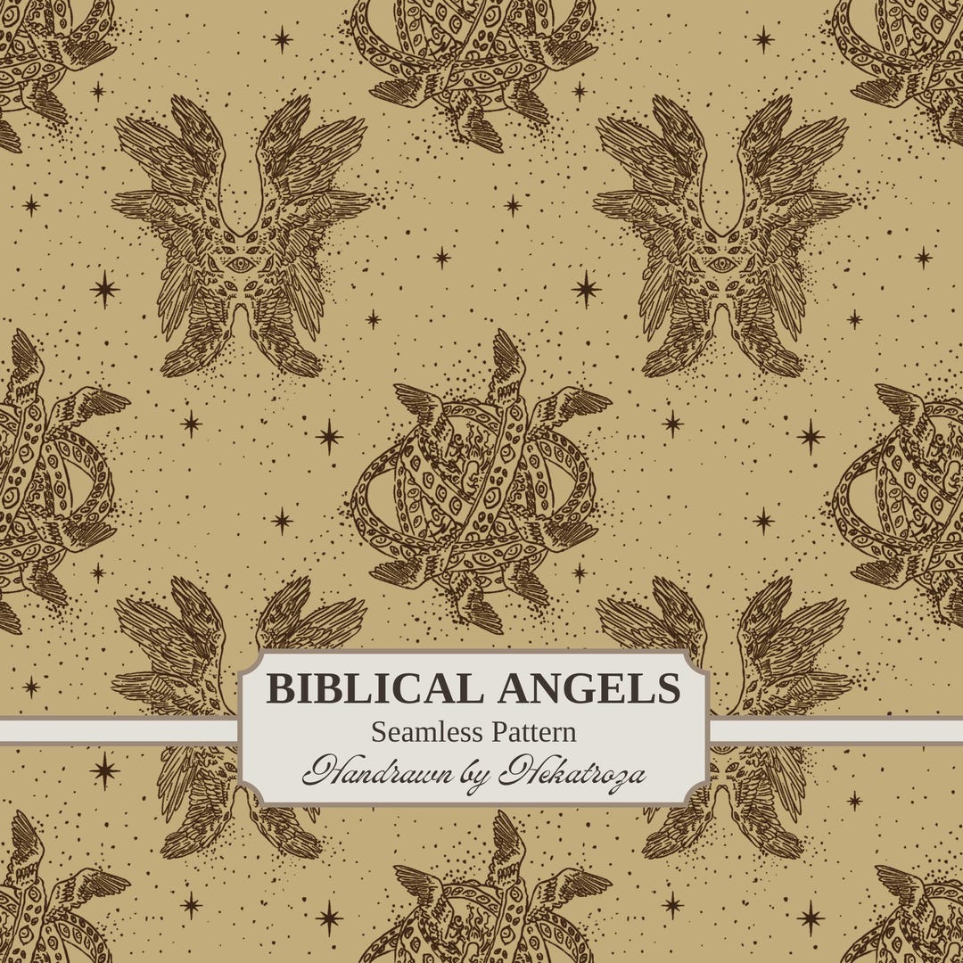 Biblically Accurate Angels Seamless Pattern - Occult Gnostic Angelic ...