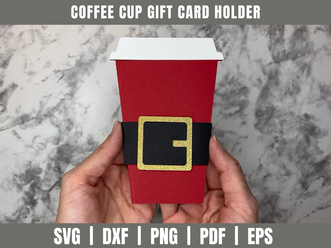 Coffee Santa | Coffee Gift Card Holder SVG DXF | Gift Card Holder SVG ...