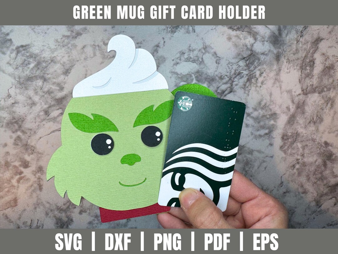 Green Mug Gift Card Holder SVG | Holiday Gift Card Holder SVG | Movie ...