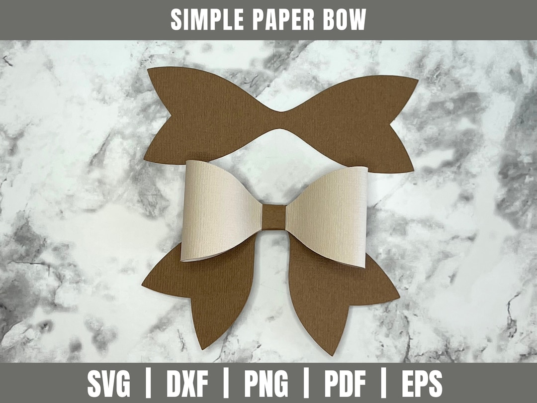 Paper Simple Bow SVG | Paper Bow Cut File | 3D Paper Bow Template ...
