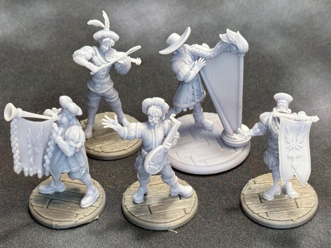 Court Musicians and Herald Miniatures — 5 Model Set. Herald, Harpist ...