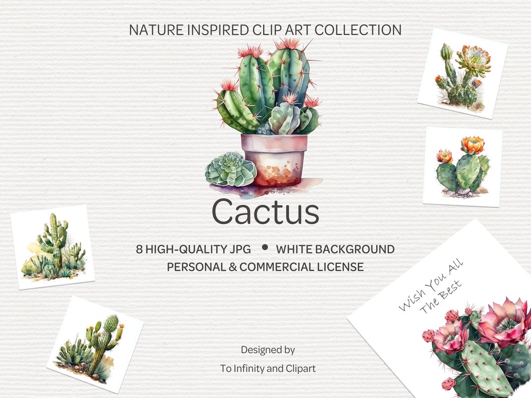 Cactus Clip Art Set, 8 Cacti on White Background Personal & Commercial ...