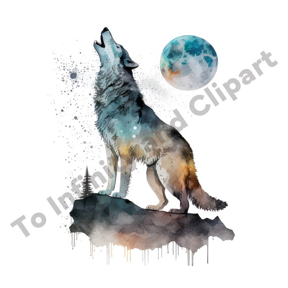 Wolf Howling White Background