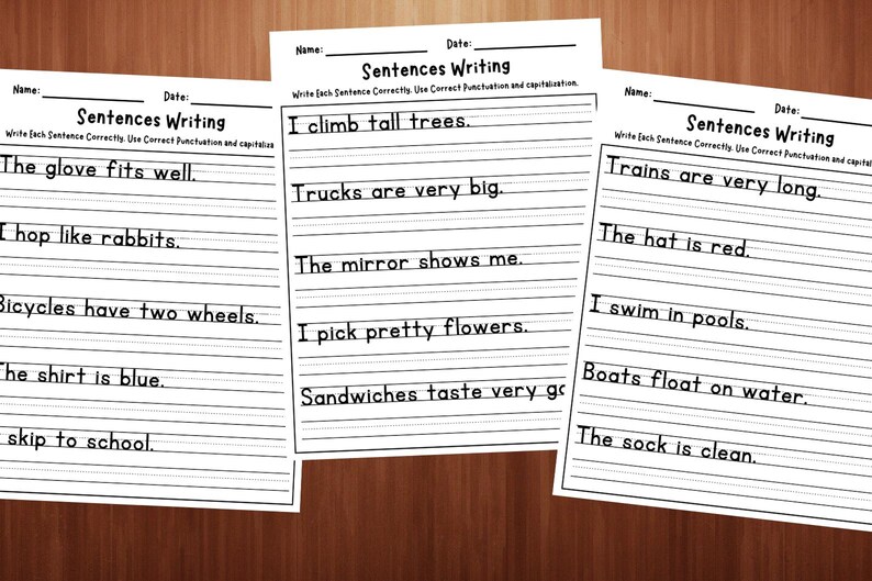1st-3rd Grade Sentence Writing Practice Worksheets: 150 Printable ...