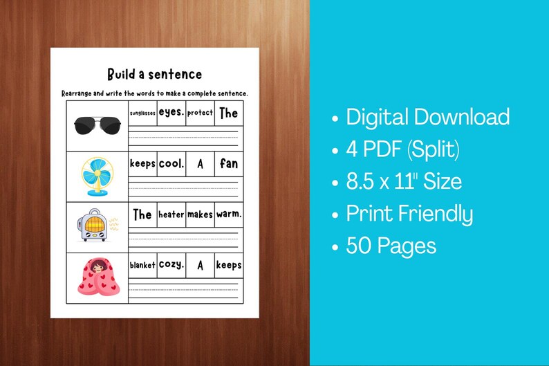 200 Build a Sentence Worksheets - Printable Writing Practice Activities ...
