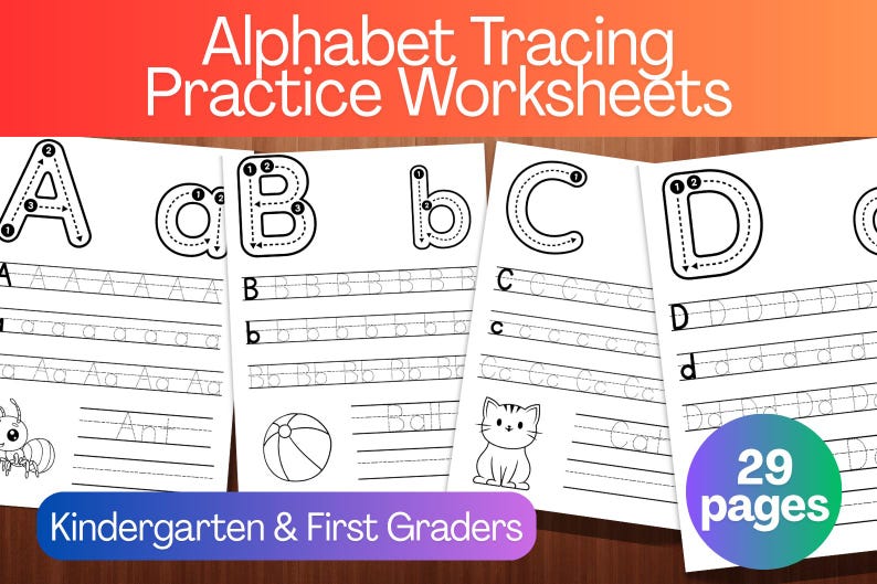 Alphabet Tracing Worksheets: Handwriting Practice for Preschoolers (PDF ...