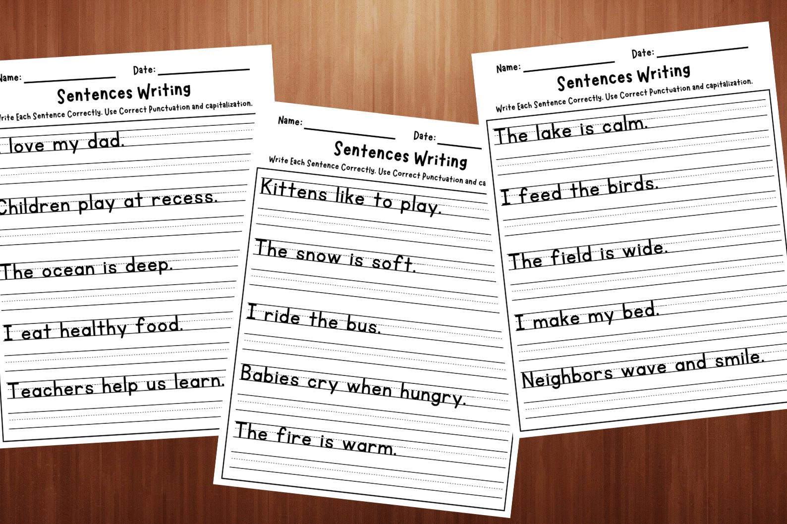 1st-3rd Grade Sentence Writing Practice Worksheets: 150 Printable ...