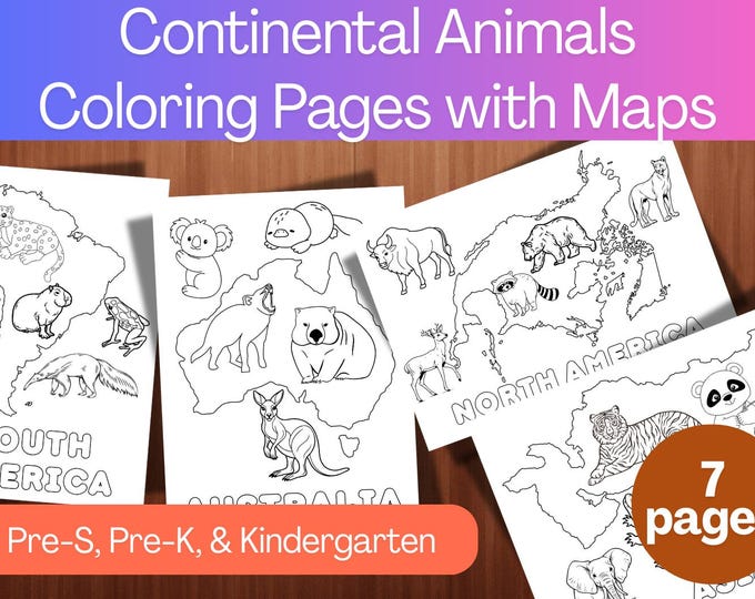 Animals of the Continents Coloring Pages (montessori Preschool ...