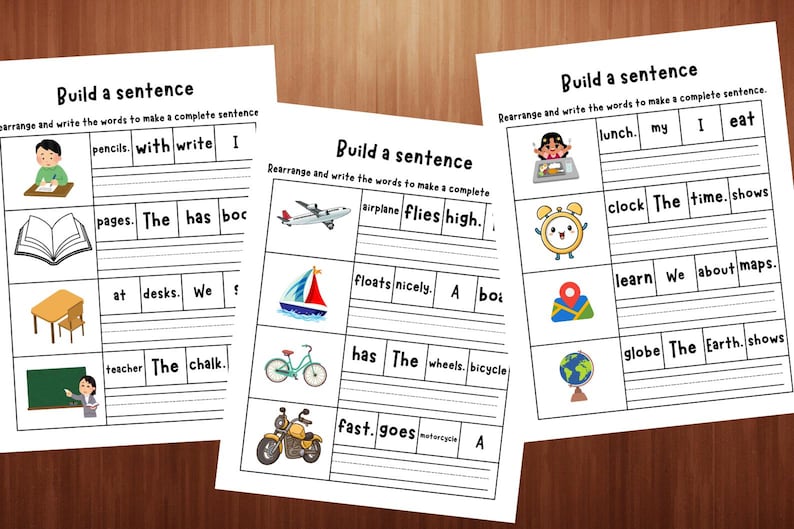 200 Build a Sentence Worksheets - Printable Writing Practice Activities ...