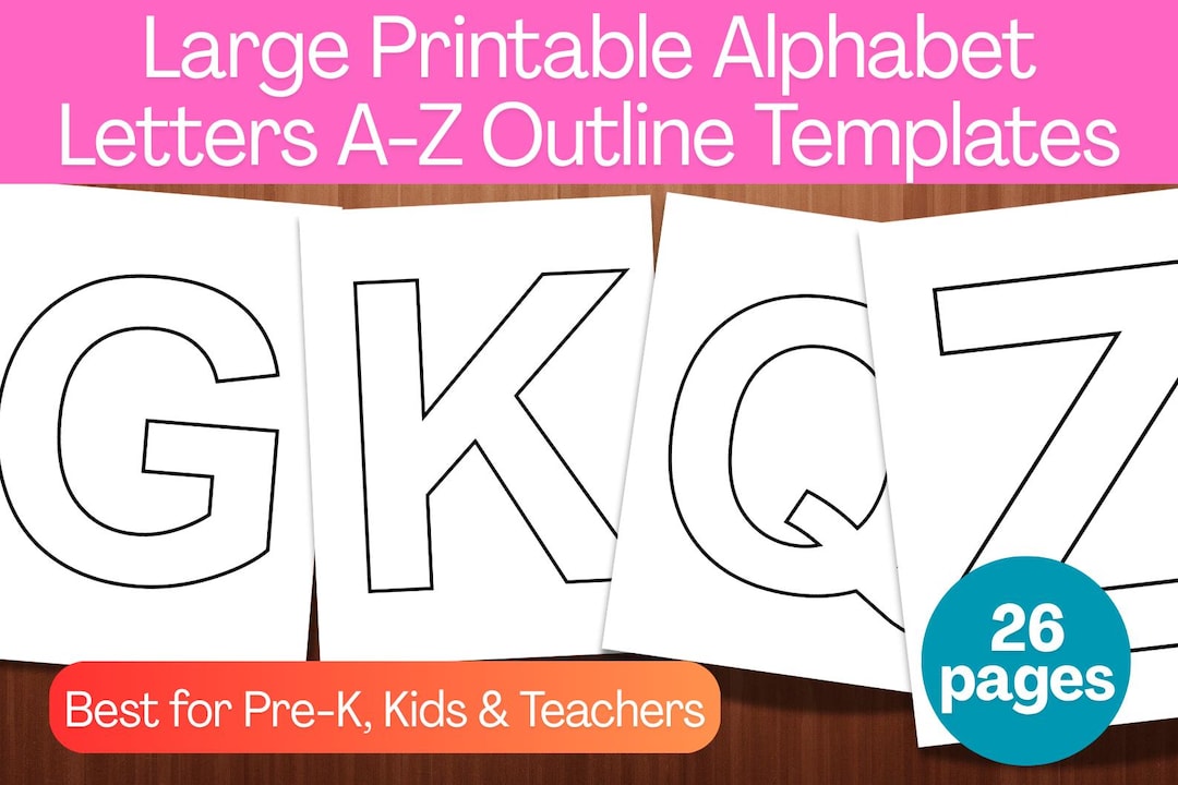 Large Printable Alphabet Letters A-Z Outline Templates - Block Letters ...