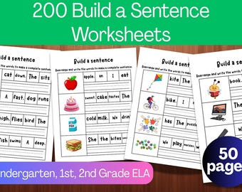 200 Build a Sentence Worksheets - Printable Writing Practice Activities ...