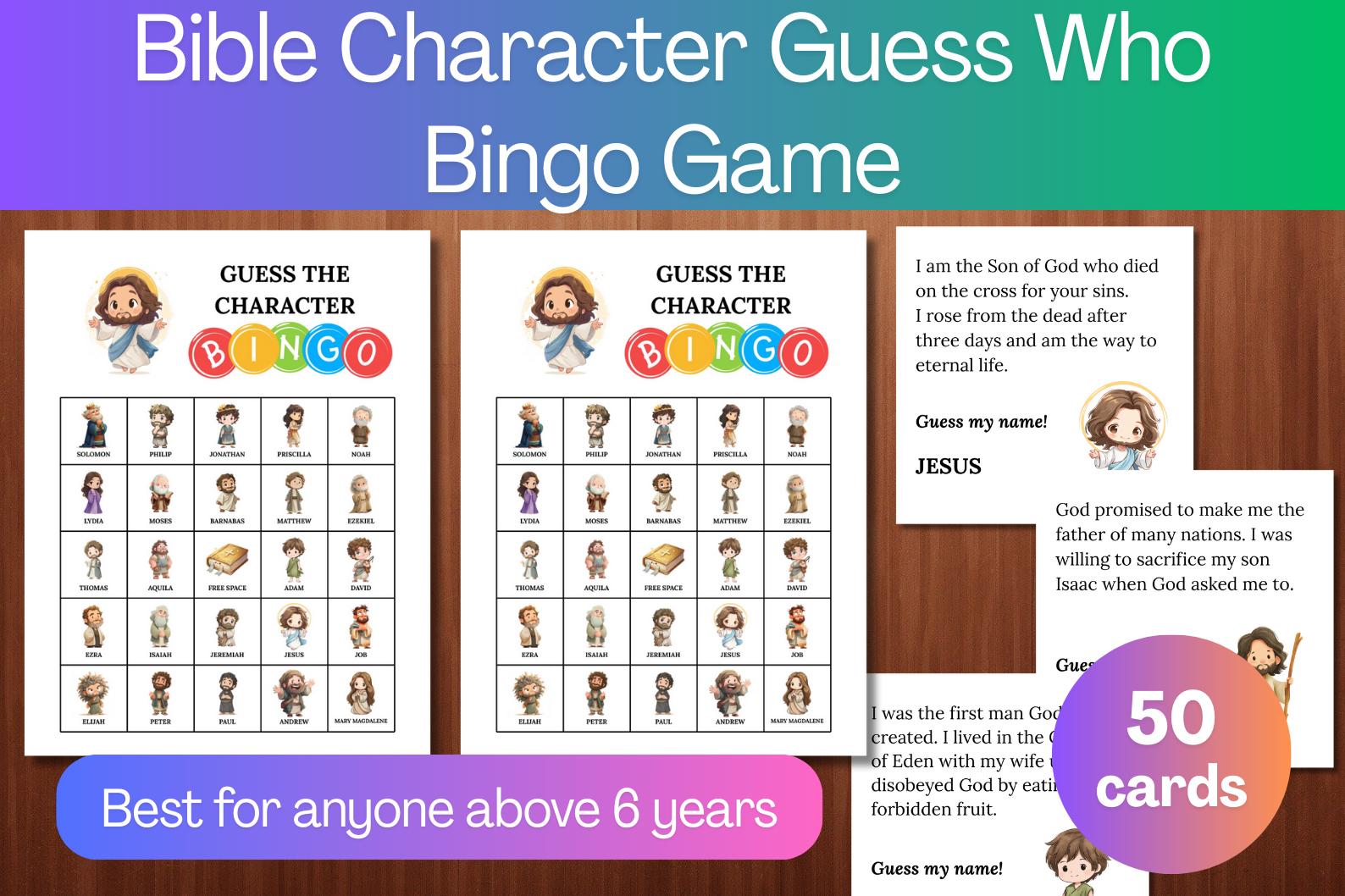 Bible Character Bingo Game: Sunday School Christian Learning (printable ...