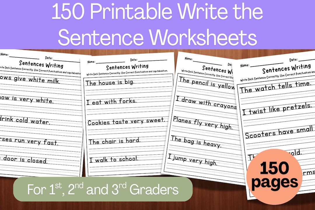 1st-3rd Grade Sentence Writing Practice Worksheets: 150 Printable ...