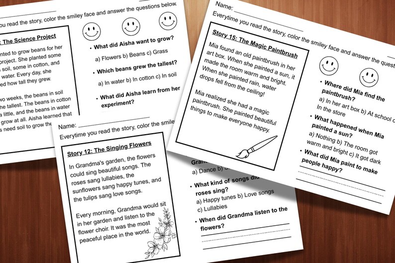 Reading Comprehension Worksheets: 1st-2nd Grade Short Stories (digital ...