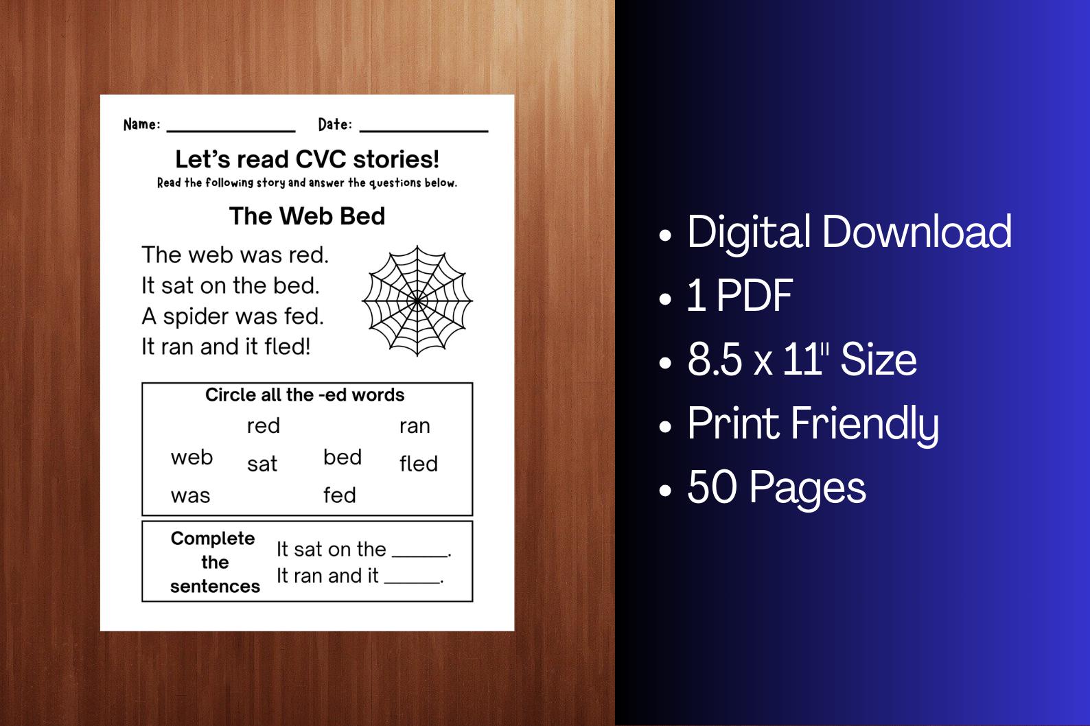 CVC Reading Stories Bundle: Phonics Worksheets, Kindergarten Learning ...