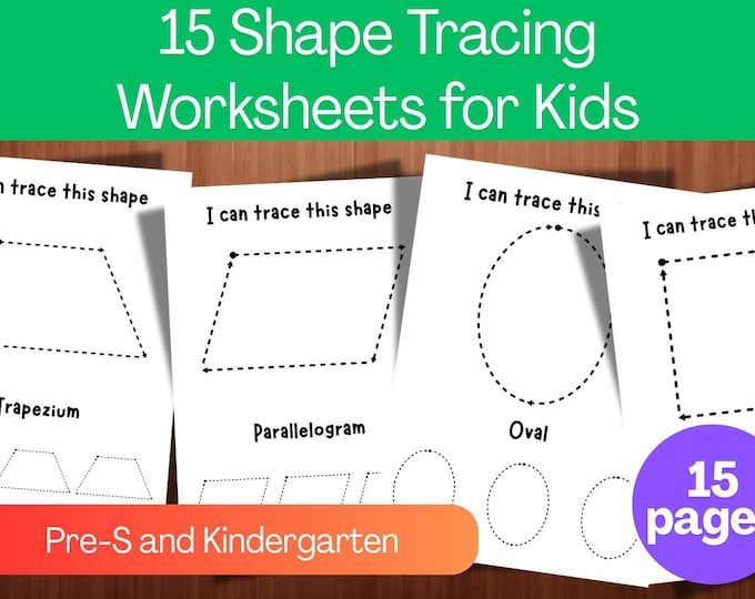 10 Printable Trace the Shape Worksheets, Preschool, Learning Shapes ...