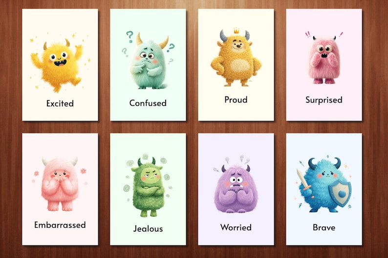 Monster Emotion Flashcards: Kids' Feelings Learning Activity (PDF ...