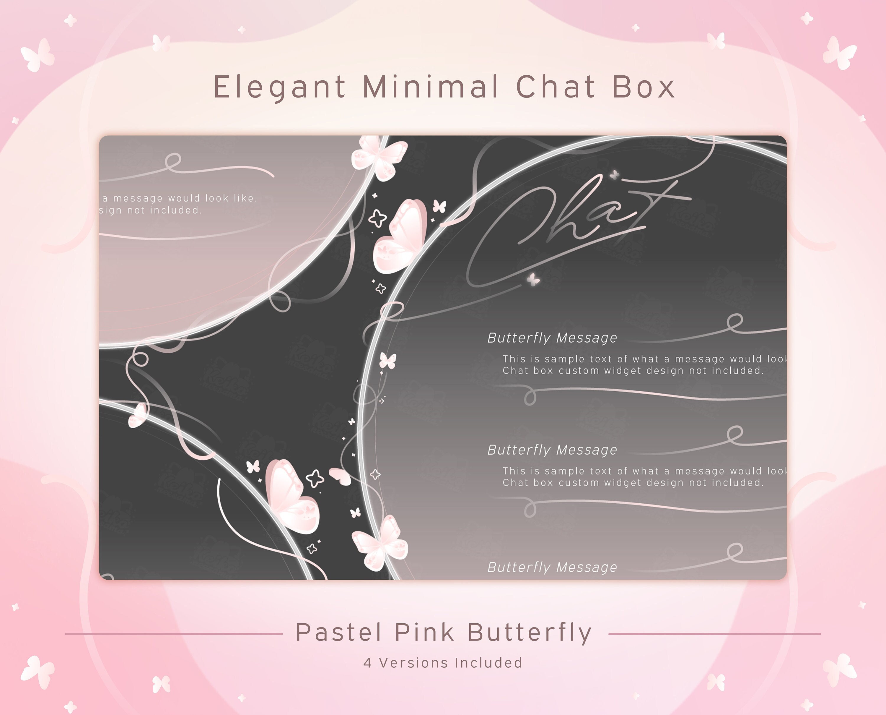 Elegant Minimal Pink Pastel Butterfly Transparent Chat Box Overlay for ...