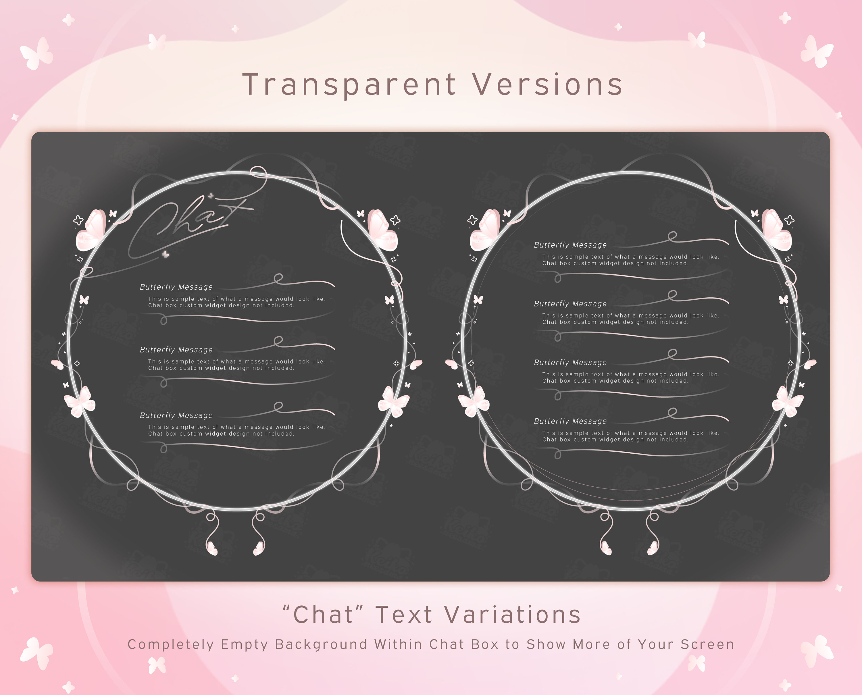 Elegant Minimal Pink Pastel Butterfly Transparent Chat Box Overlay for ...