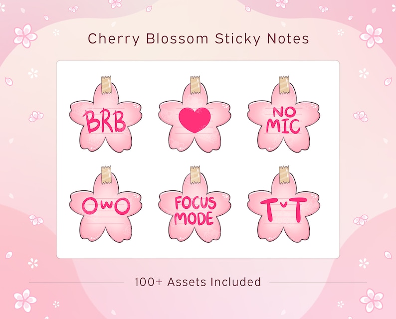 Cherry Blossom Sticky Notes: Vtuber Stream Assets (100+ PNG) - Etsy