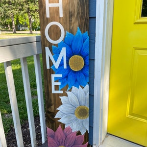 Hand Painted Flower Welcome Sign, Wood Plank Door Art - Etsy