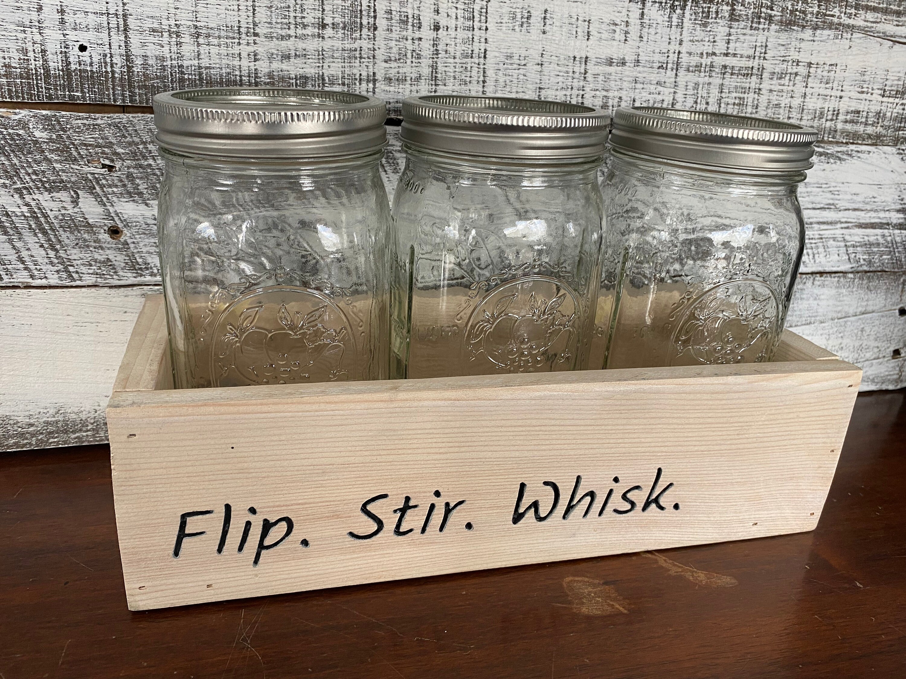 3 Jar Carved Wood Kitchen Cooking Utensil Holder - Etsy