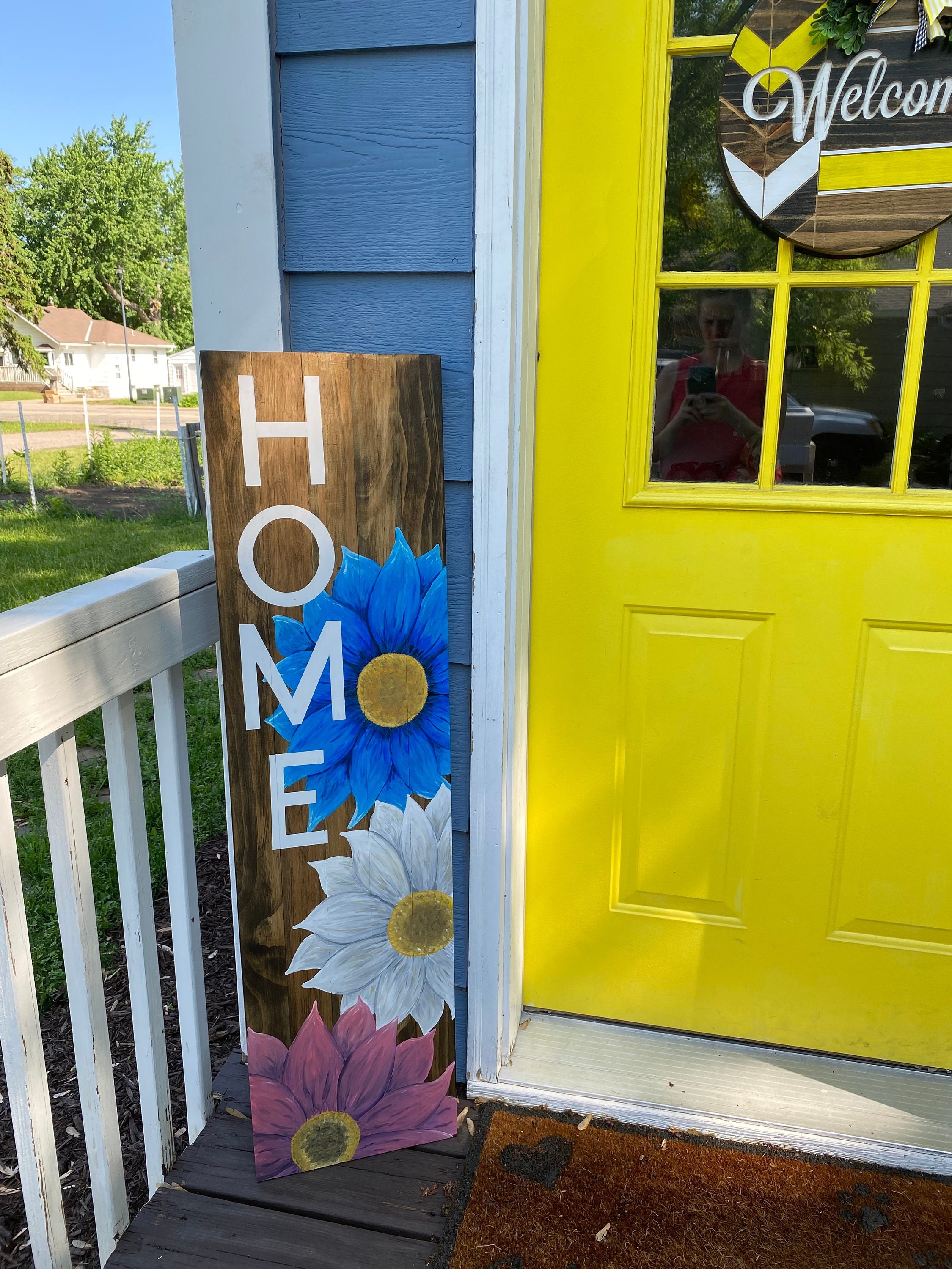 Hand Painted Home Sign, Welcome Sign, Hand Painted Sign, Flower Art ...