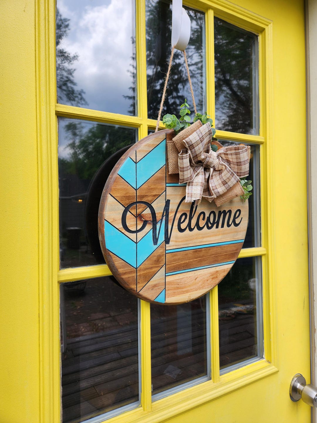 Hand Painted Engraved Welcome Sign Door Hanger - Etsy