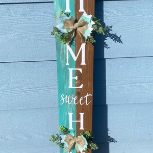 Teal Porch Leaner With Bow, Welcome Sign, Patio Decor - Etsy