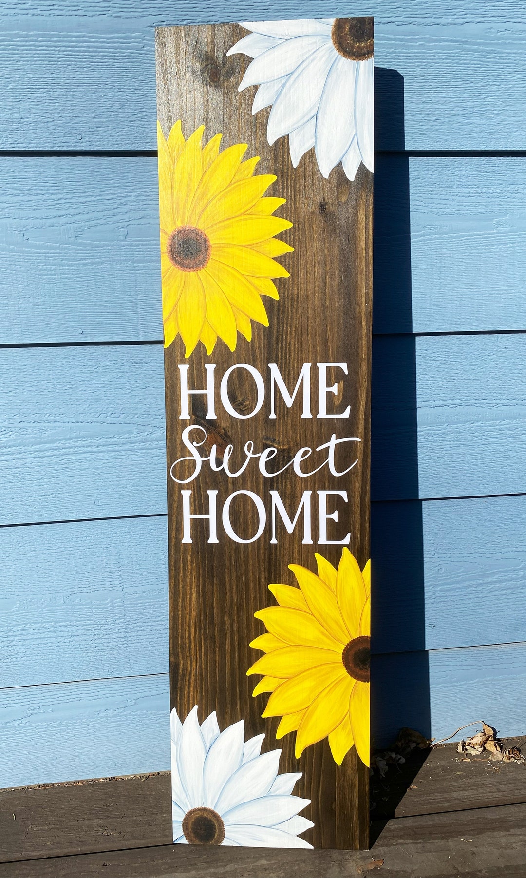 Hand Painted Porch Leaner, Welcome Sign, Floral Patio Decor, Home Sweet ...