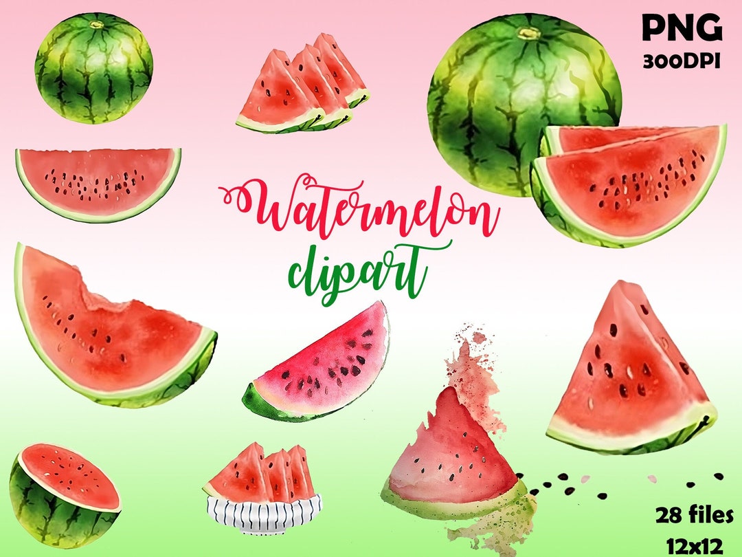 Watermelon Clipart, Hand Painted Watercolor - Fruit Clipart,,watermelon ...