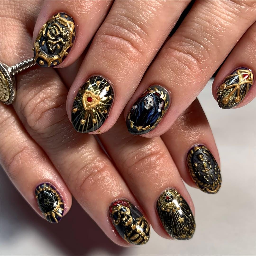 Skeleton Anatomy Press on Nails | Skull & Bone Nail Art | Halloween ...