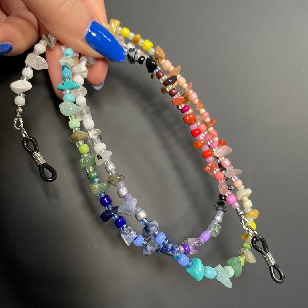 Kaleidoscope Beaded Sunglasses Chain Multi-coloured Gemstone and Glass ...
