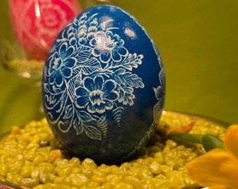 Easter Egg Real Goose Egg Adorned With Traditional Scratch Technique ...