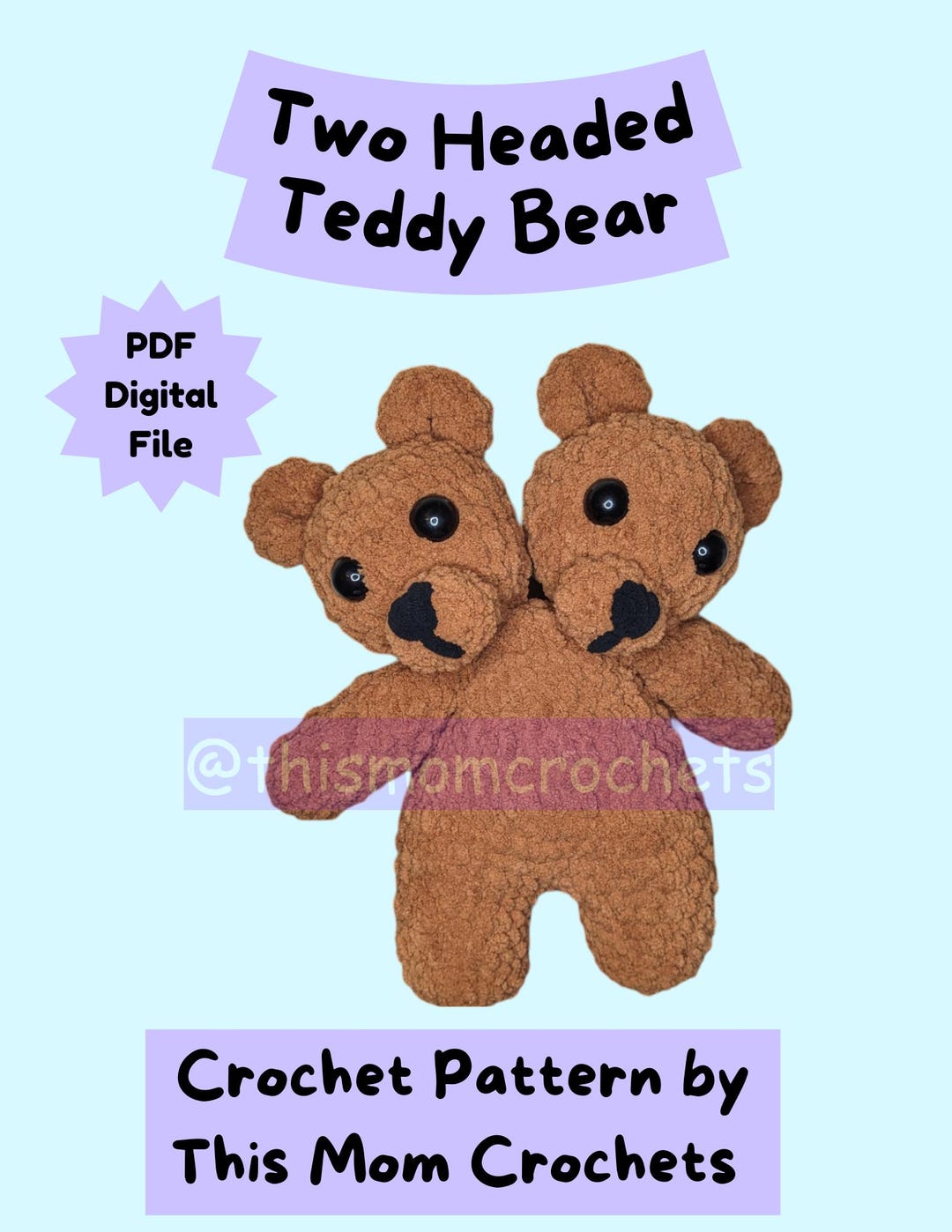 Two Headed Teddy Bear Crochet Pattern Amigurumi - Etsy