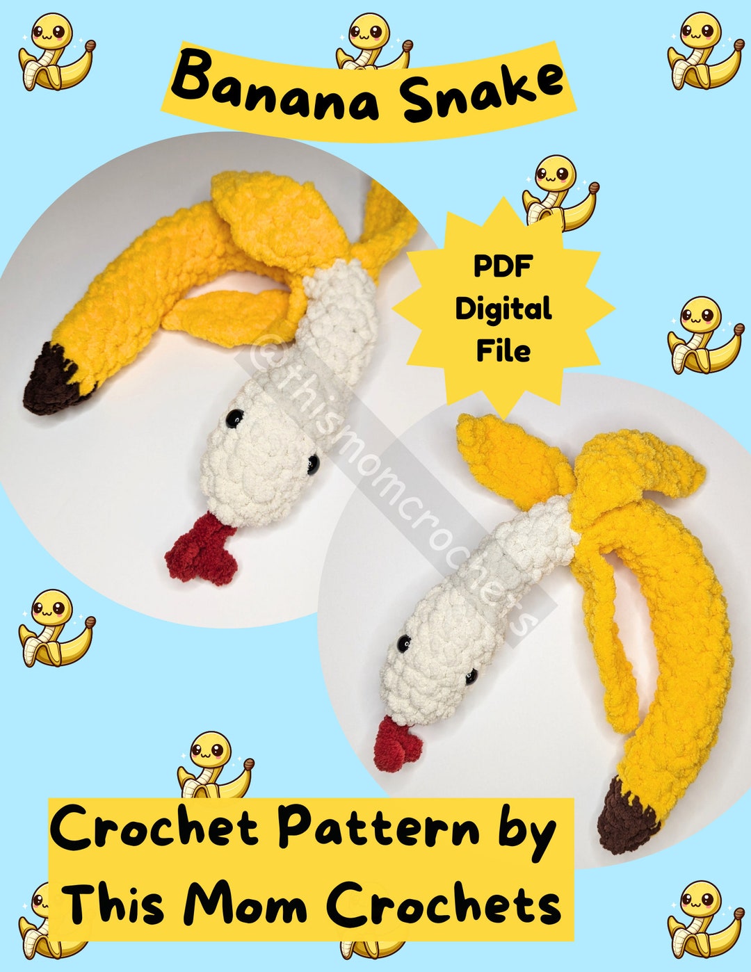 Banana Snake Crochet Pattern Amigurumi - Etsy