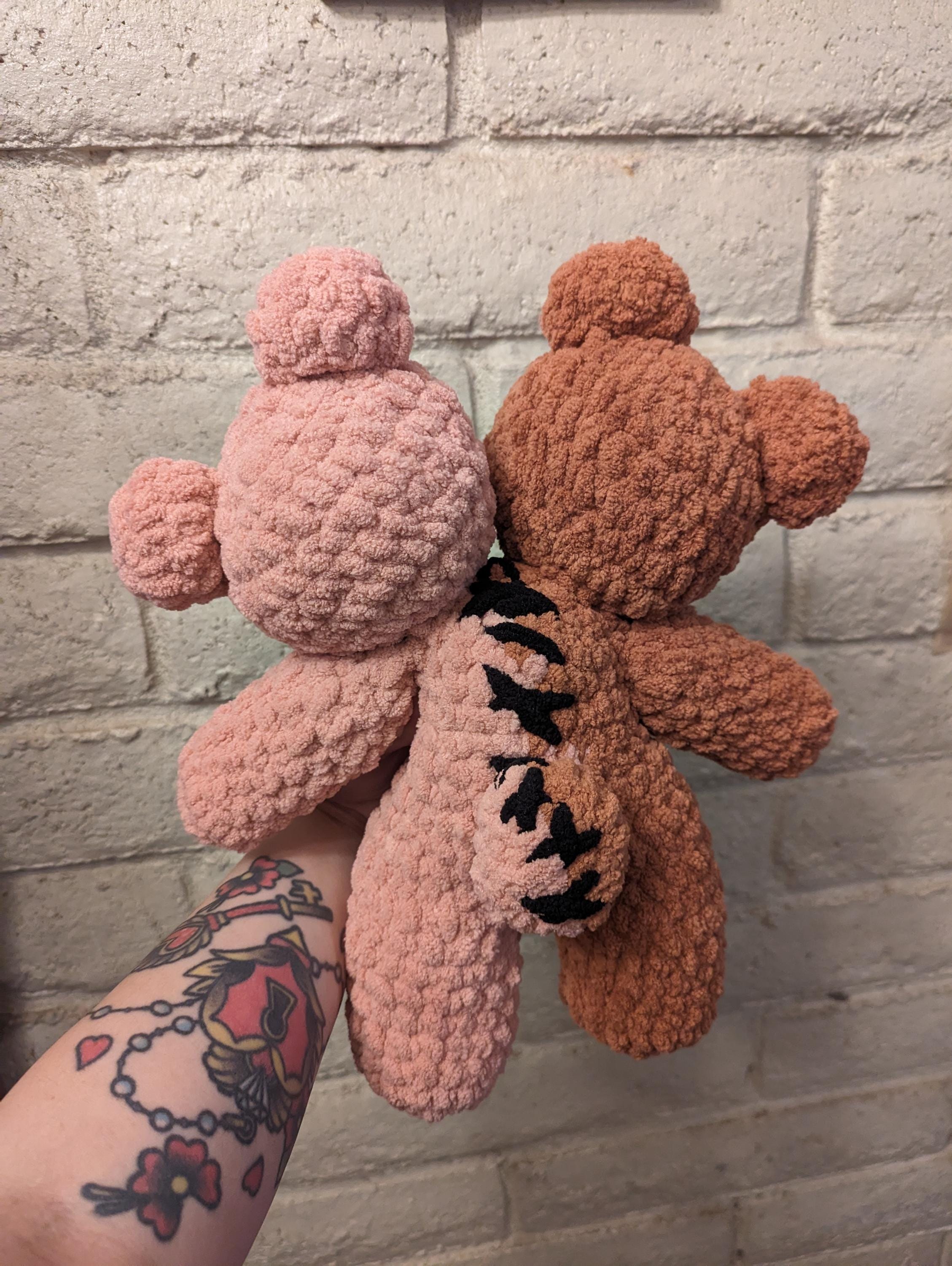 Two-tone Crochet Two Headed Teddy Bear - Etsy