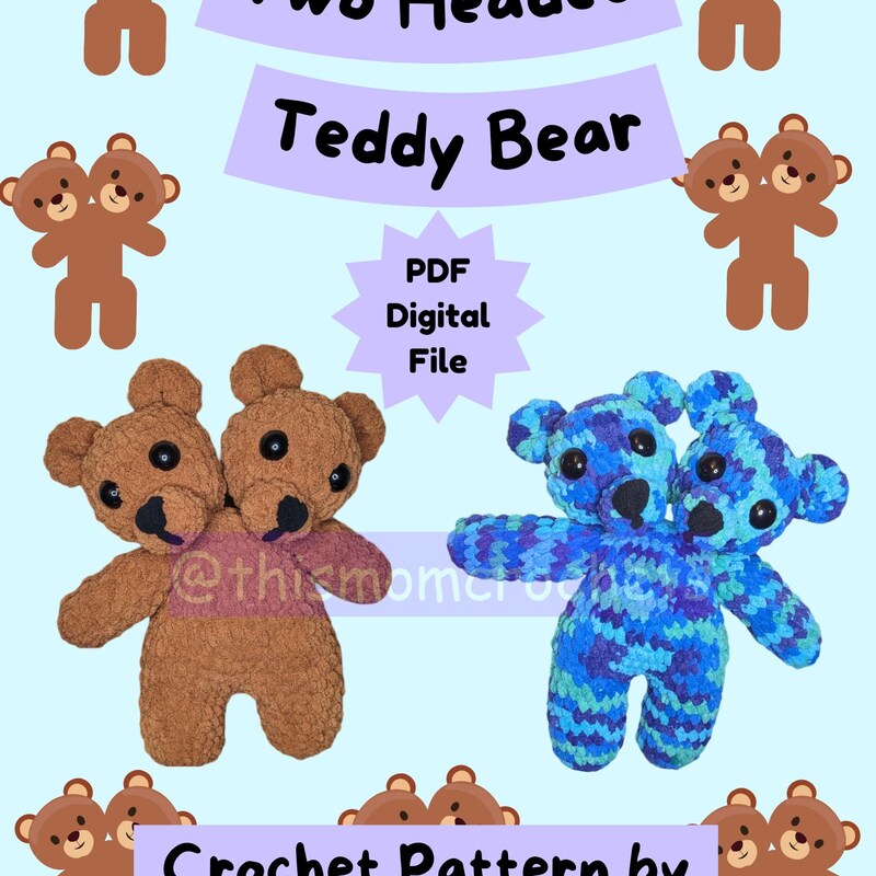 Two Headed Bear Crochet Pattern - Etsy