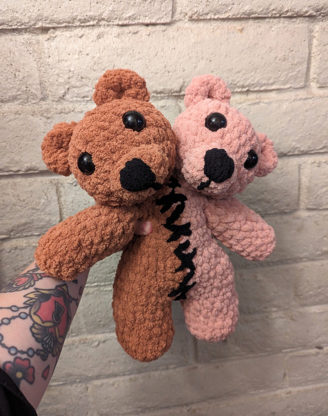 Two-tone Crochet Two Headed Teddy Bear - Etsy