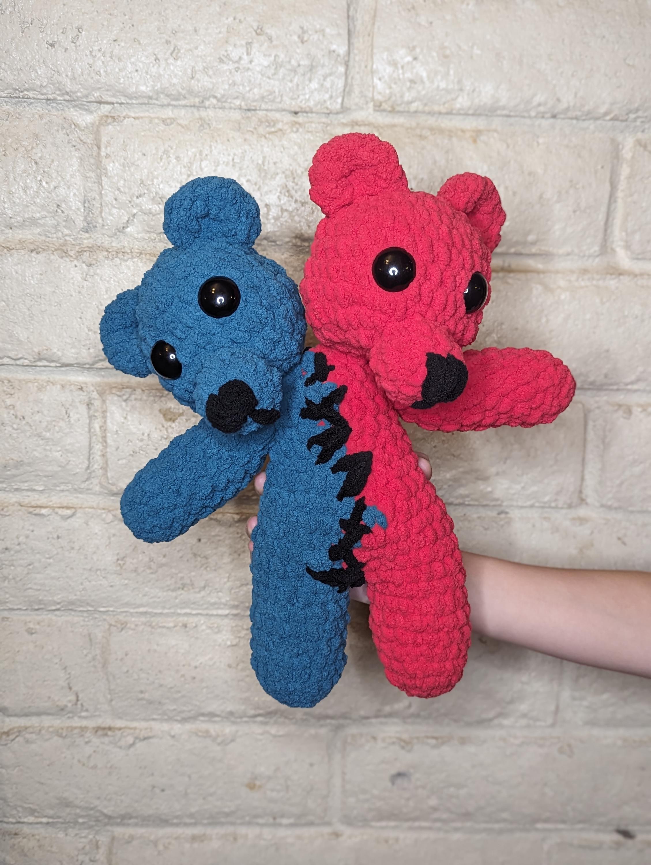 Two-tone Crochet Two Headed Teddy Bear - Etsy