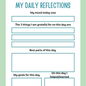 My Daily Reflection Kids Journal Entry Pages. - Etsy