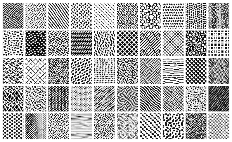 100 Vector Seamless Designs, SVG, BW, Asymmetric Patterns, Scrapbook ...