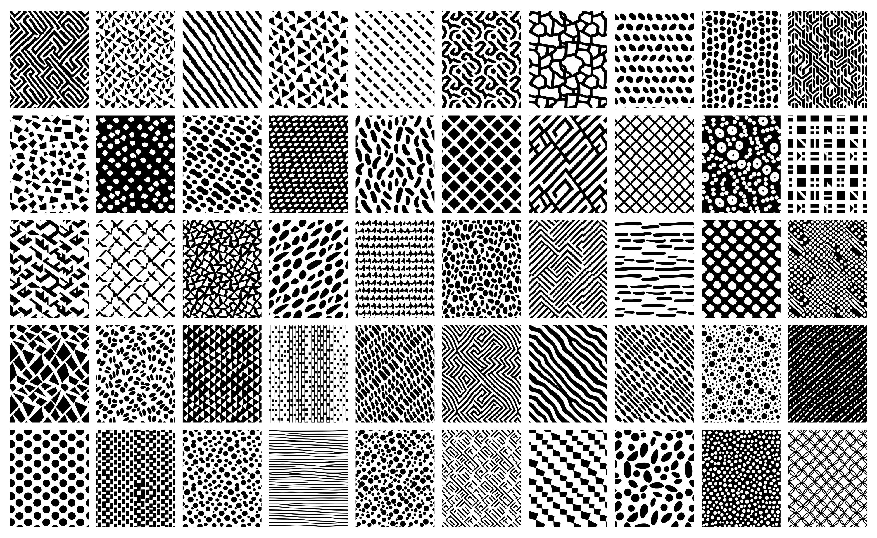 100 Vector Seamless Designs, SVG, BW, Asymmetric Patterns, Scrapbook ...