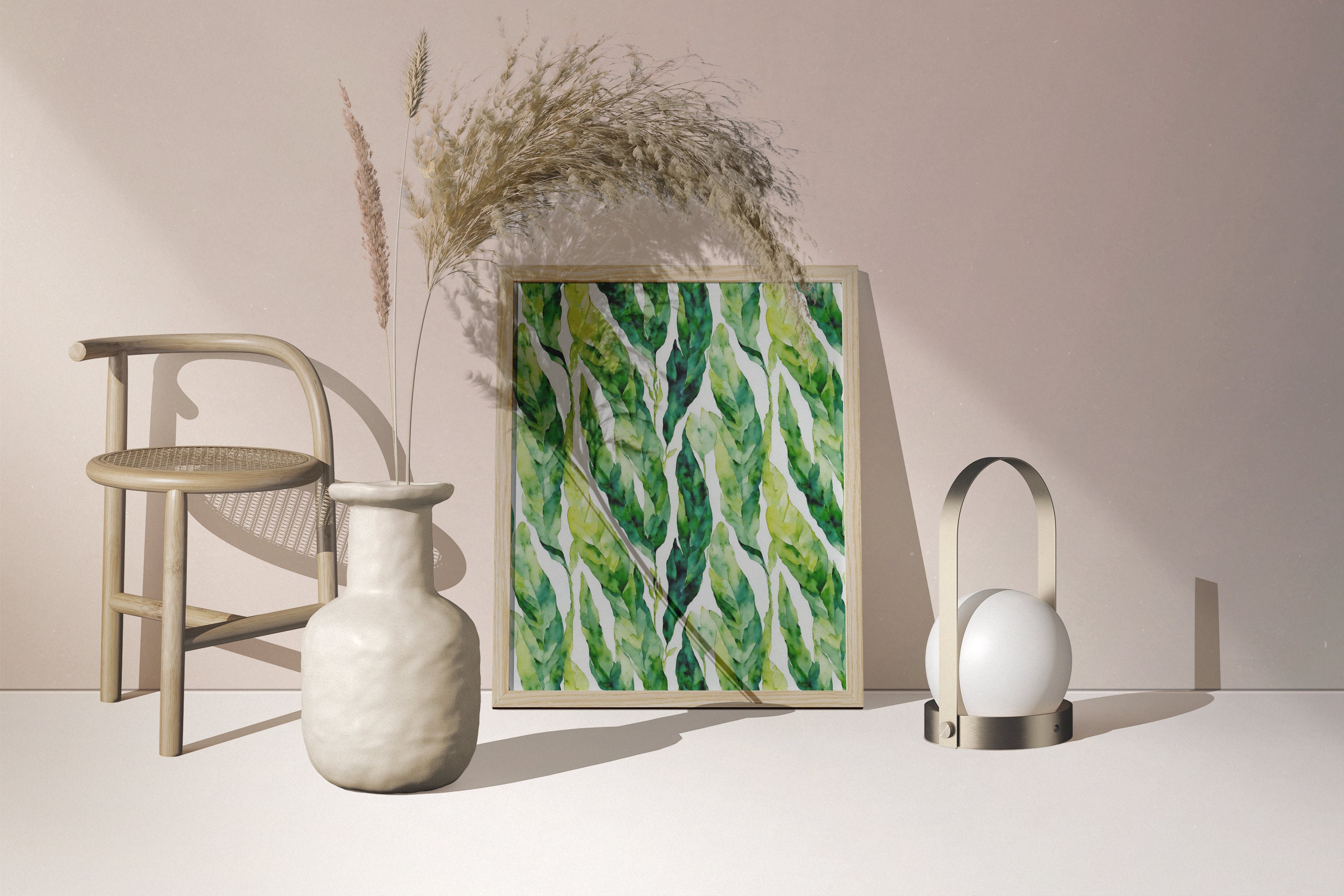 20 Watercolor Leaves Seamless Patterns, Painted Digital Green Papers ...