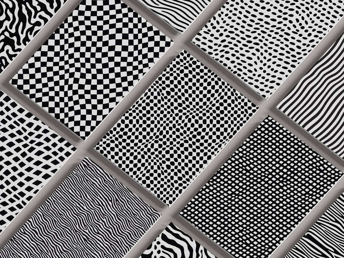 50 Vector Optical Illusion Seamless Patterns, SVG, B&W, Mega Bundle ...