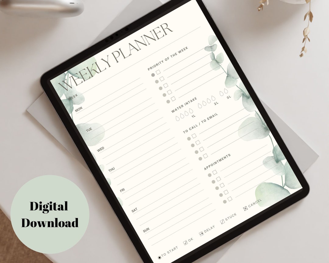 Undated Weekly Planner Printable | Weekly Planner | Daily Agenda ...