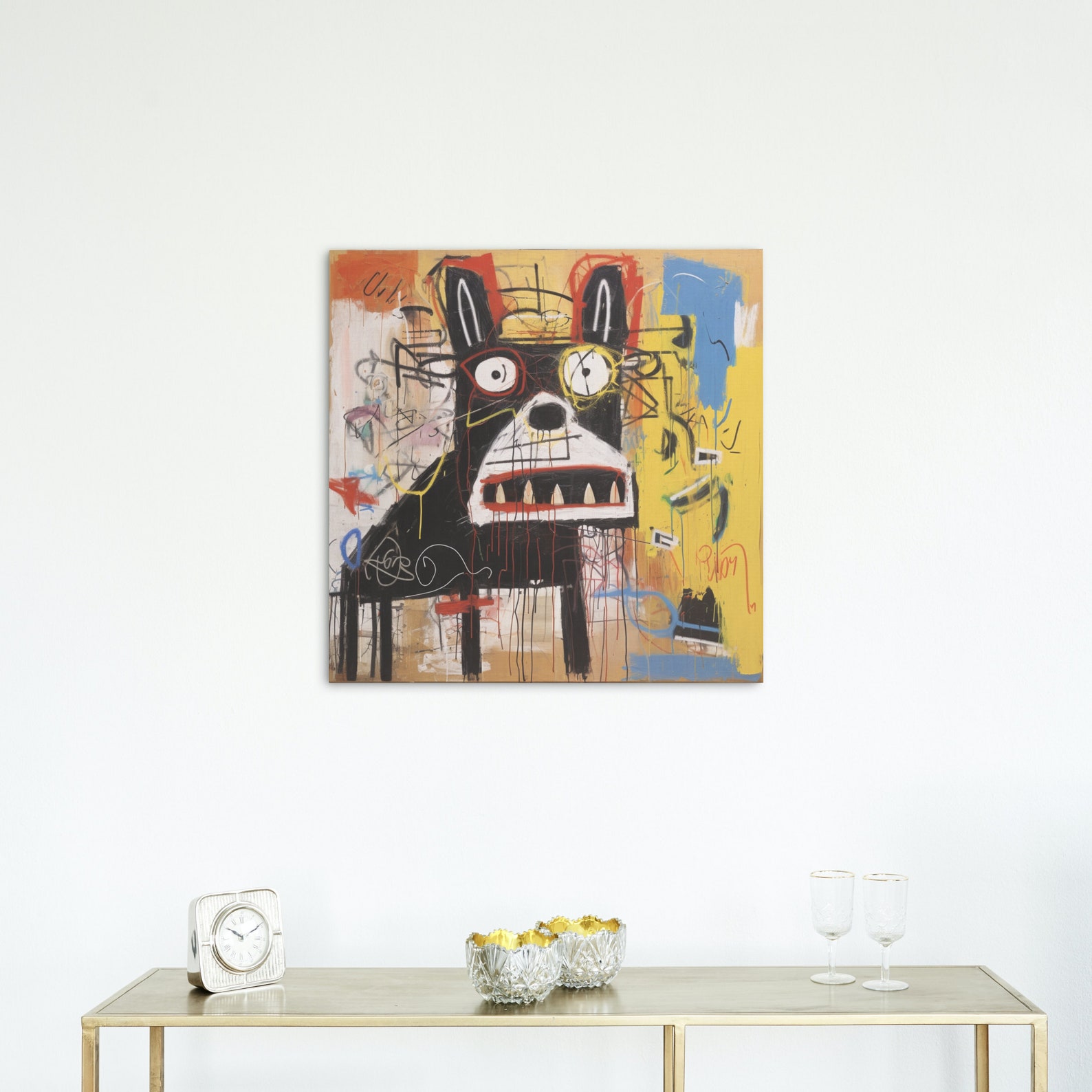 Dog Jean Michel Basquiat Inspired Art. Unique Abstract Modern Painting ...